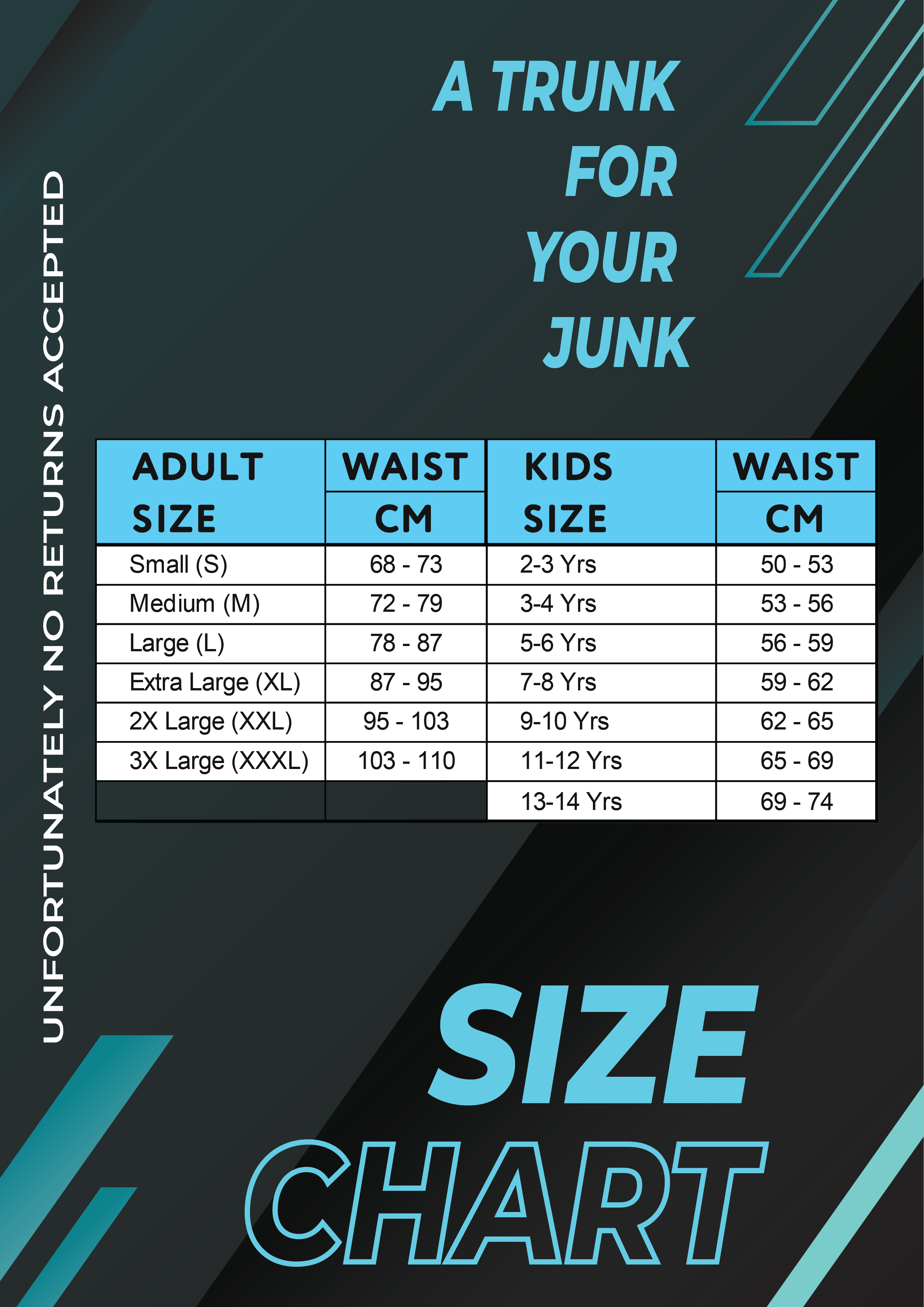 Junk Trunk Size Chart – Drenched Sport